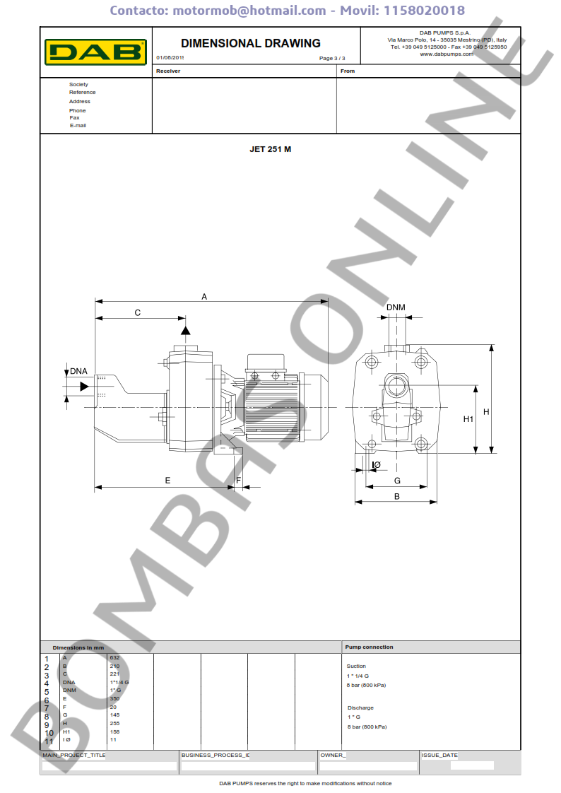Bomba Autocebante DAB JET 251 M - Monofasica – Precio - BOMBAS ONLINE