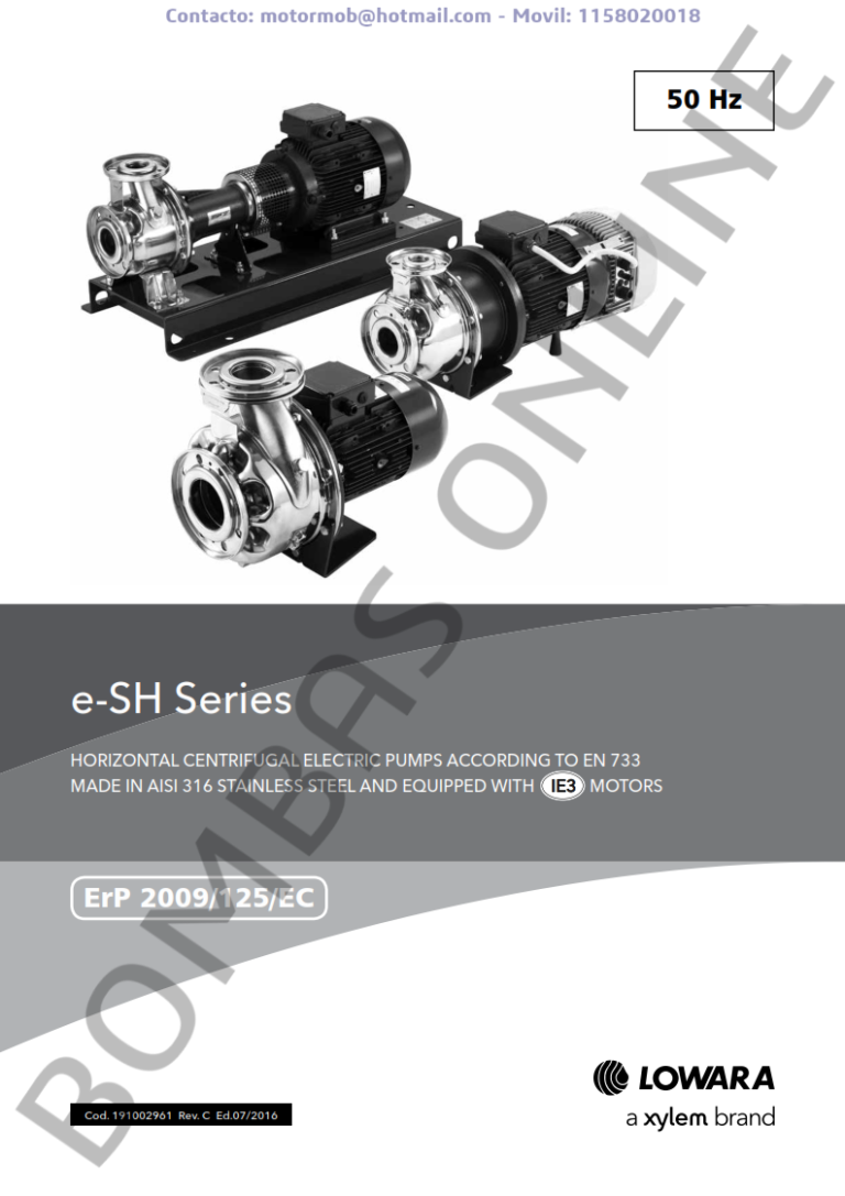 Bomba LOWARA ESHS 32-250/15/P45RSSA 1,5 KW - 101864060 - Trifasica - Precio - BOMBAS ONLINE