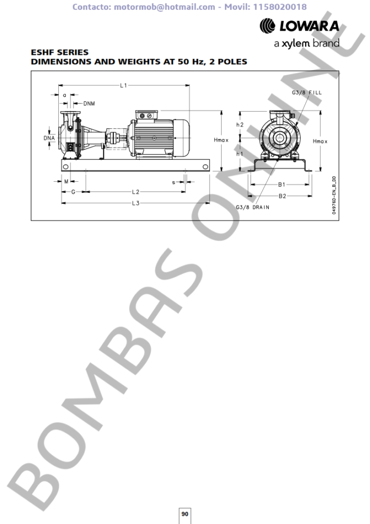 Bomba LOWARA ESHF 80-160/185/P25VSNA 18,5 KW - 101862690 - Trifasica - Precio - BOMBAS ONLINE