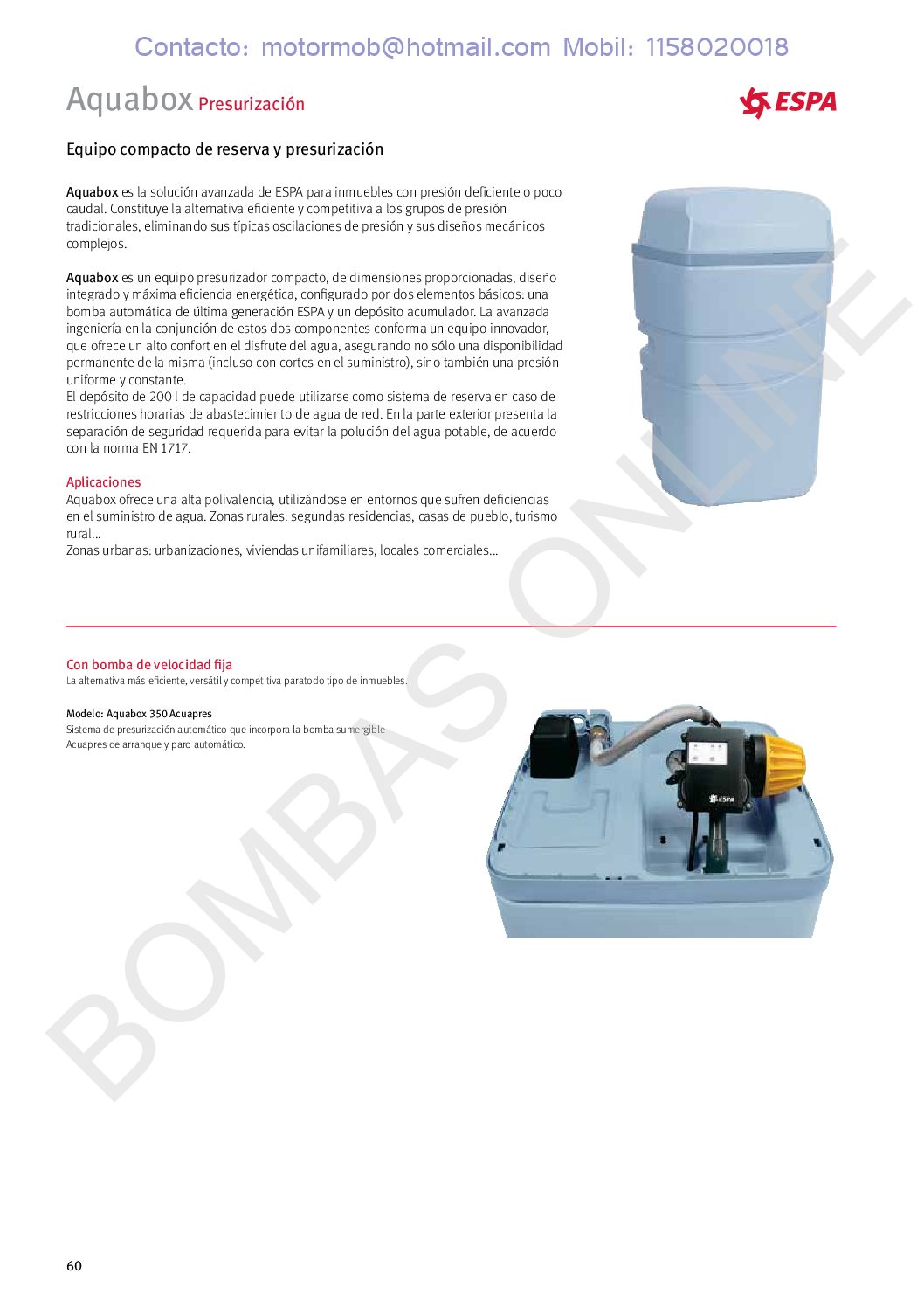 Grupo de Presión con Tanque Hidroneumático ESPA AQUABOX 350 TECPLUS 1 ...