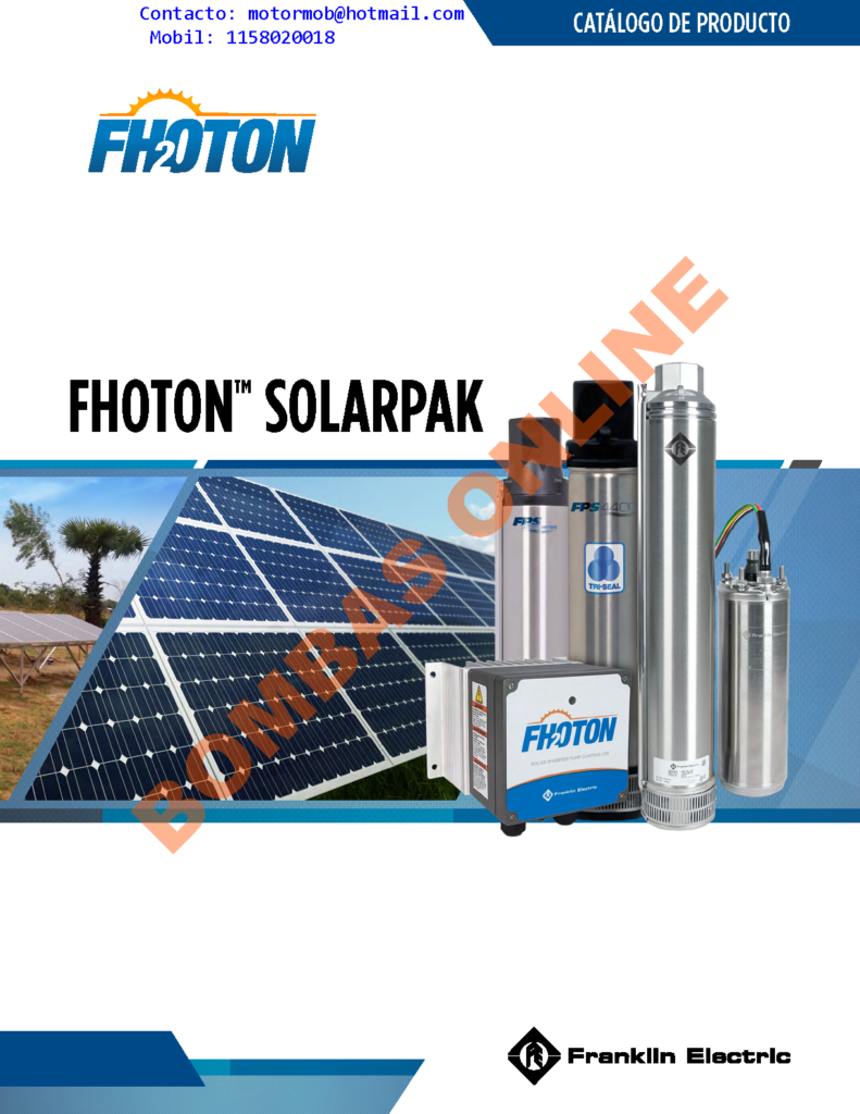Bomba Sumergible 4" SOLAR FRANKLIN Fhoton SolarPAK - 150 FDSP-1.5HP - 1 ...